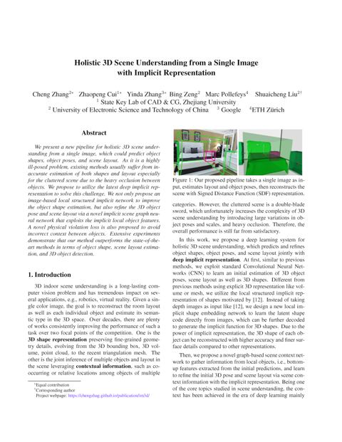 Holistic 3D Scene Understanding from a Single Image with Implicit Representation | Cheng Zhang